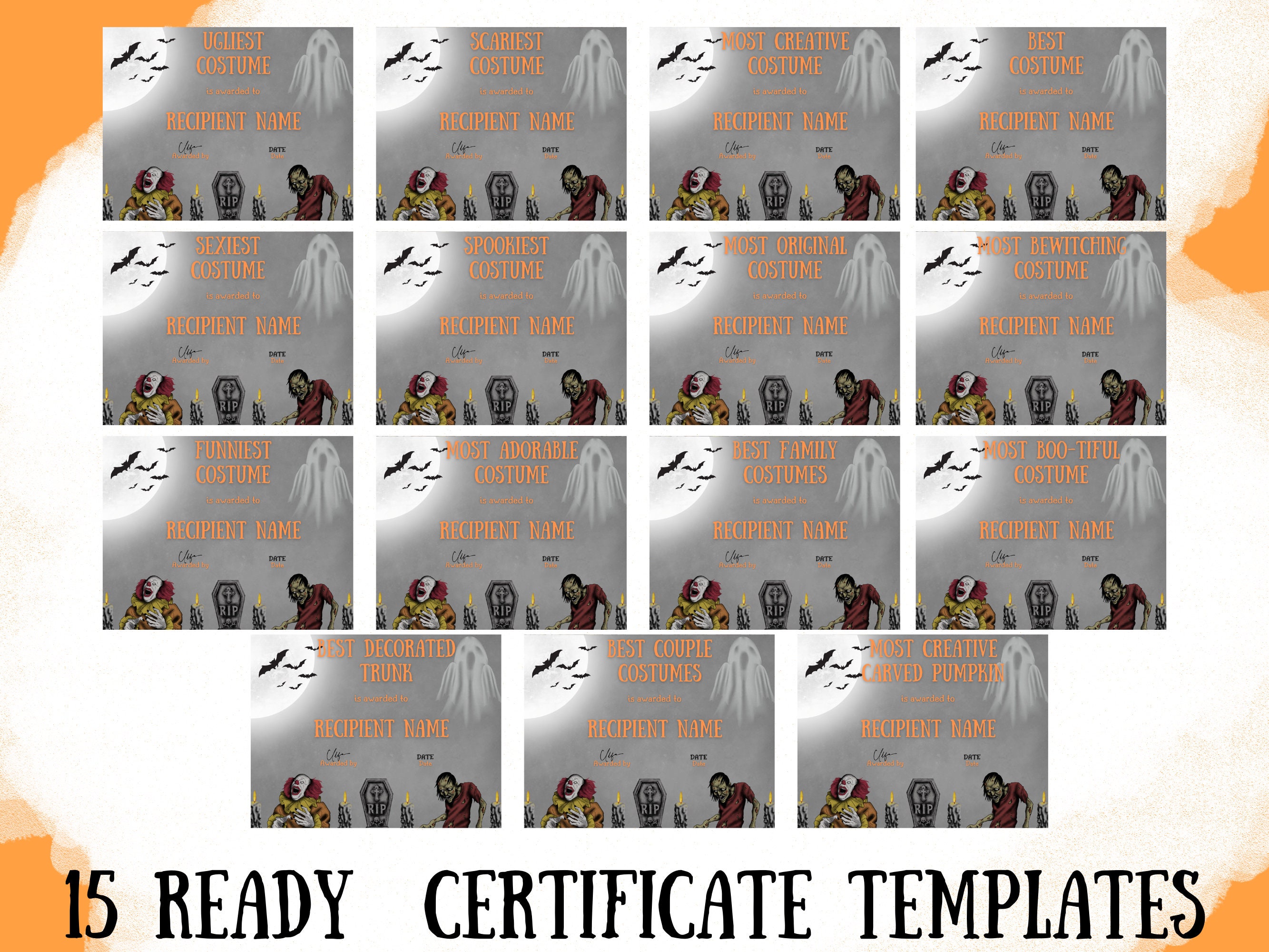 Editable Halloween Costume Award Certificate, Trick or Treat Costume ...