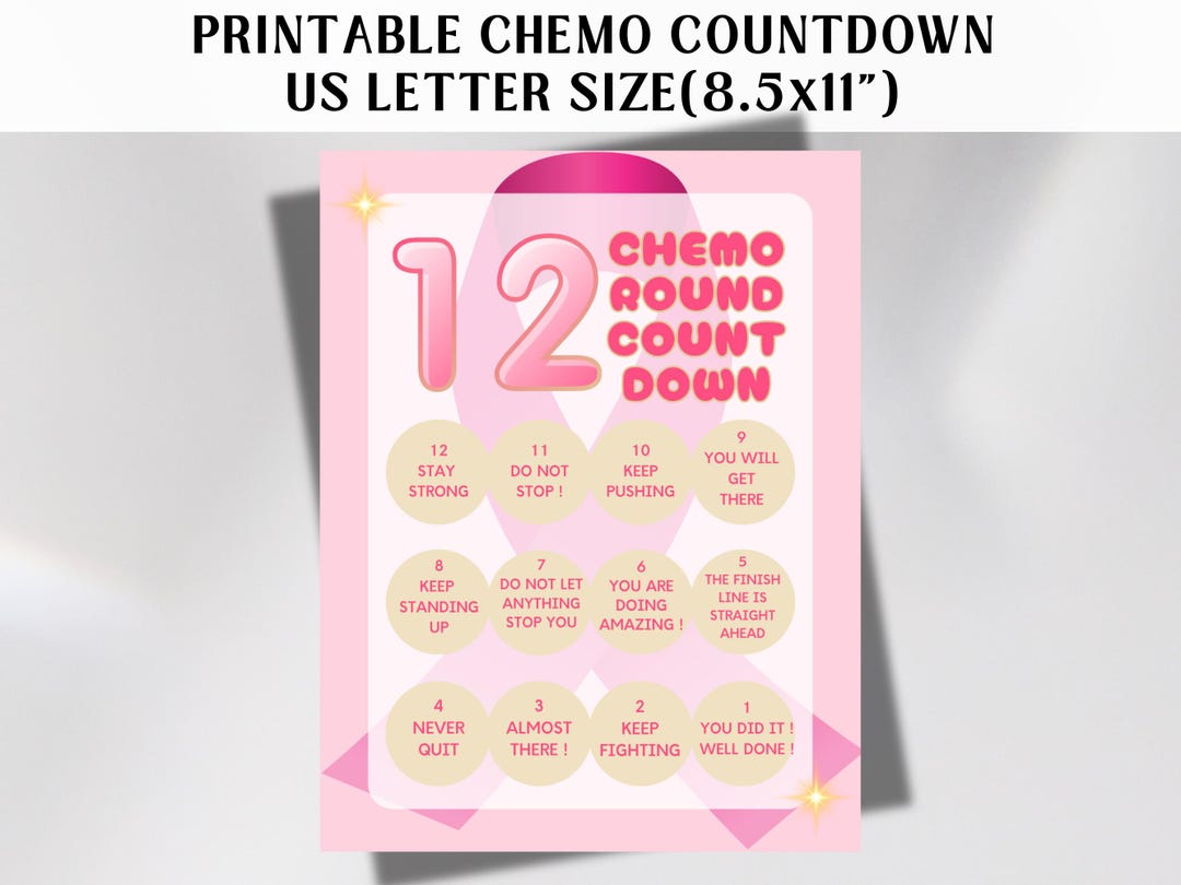 Breast Cancer Chemo Tracker, 12 Round Countdown Calendar (digital ...