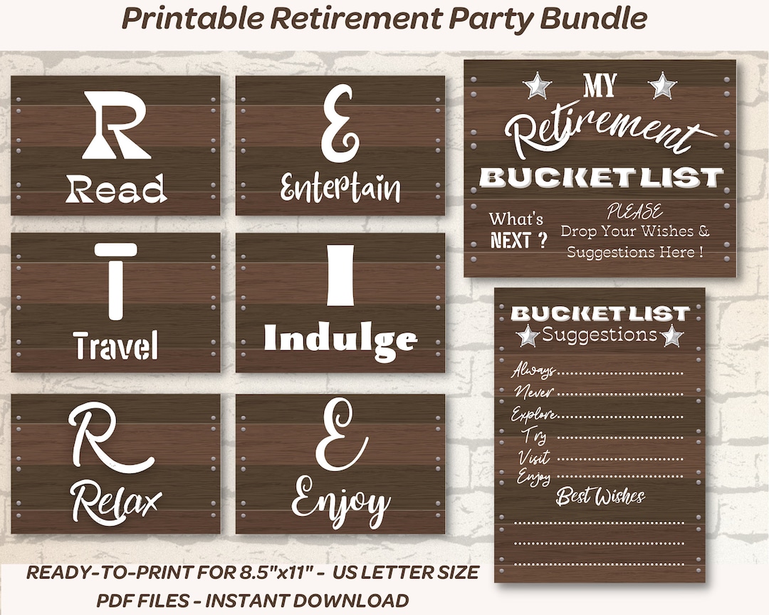 Retirement Party Signs Printable Bundle, My Retirement Bucket List ...