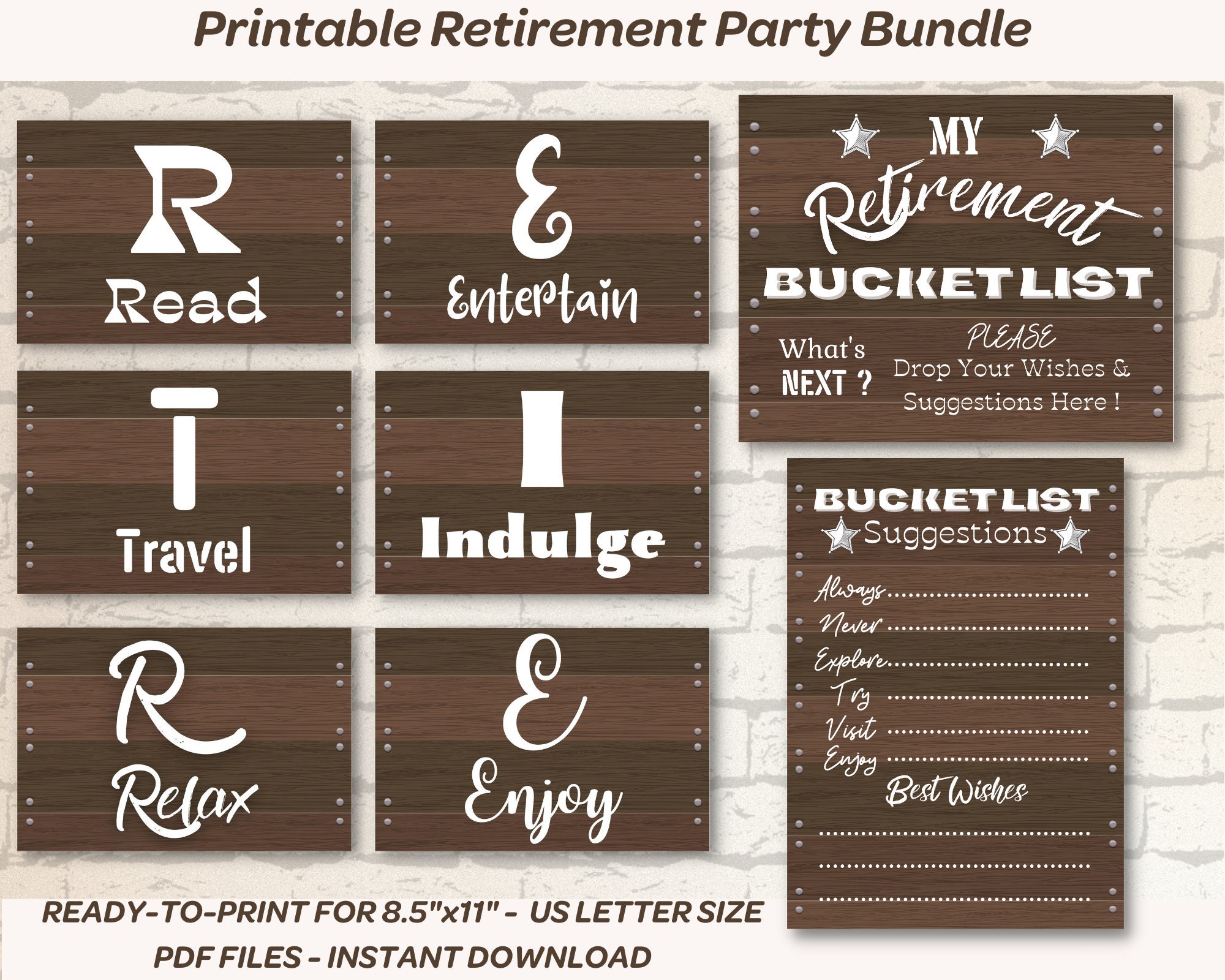 Retirement Party Signs Printable Bundle, My Retirement Bucket List ...
