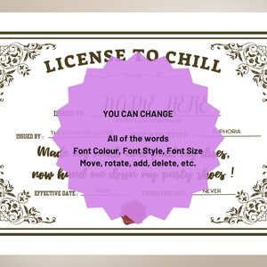 License to Chill Retirement Certificate, Funny Gag Gift (digital ...