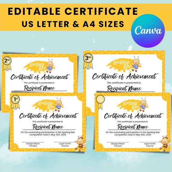 Sample Spelling Bee Certificates Download Bee Background
