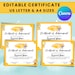 Editable Spelling Bee Certificate Template, Canva Award (digital ...