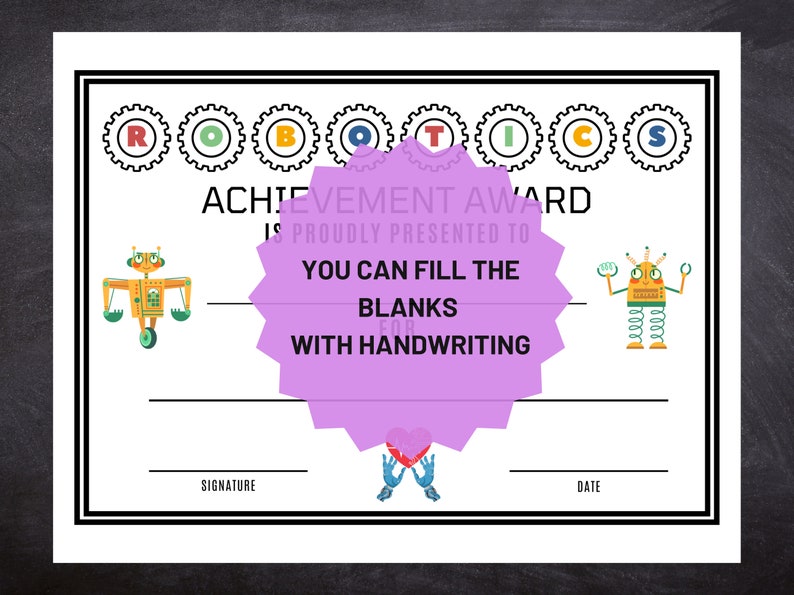 Robotics Achievement Award, Robotics Certificate Template, Robotics ...
