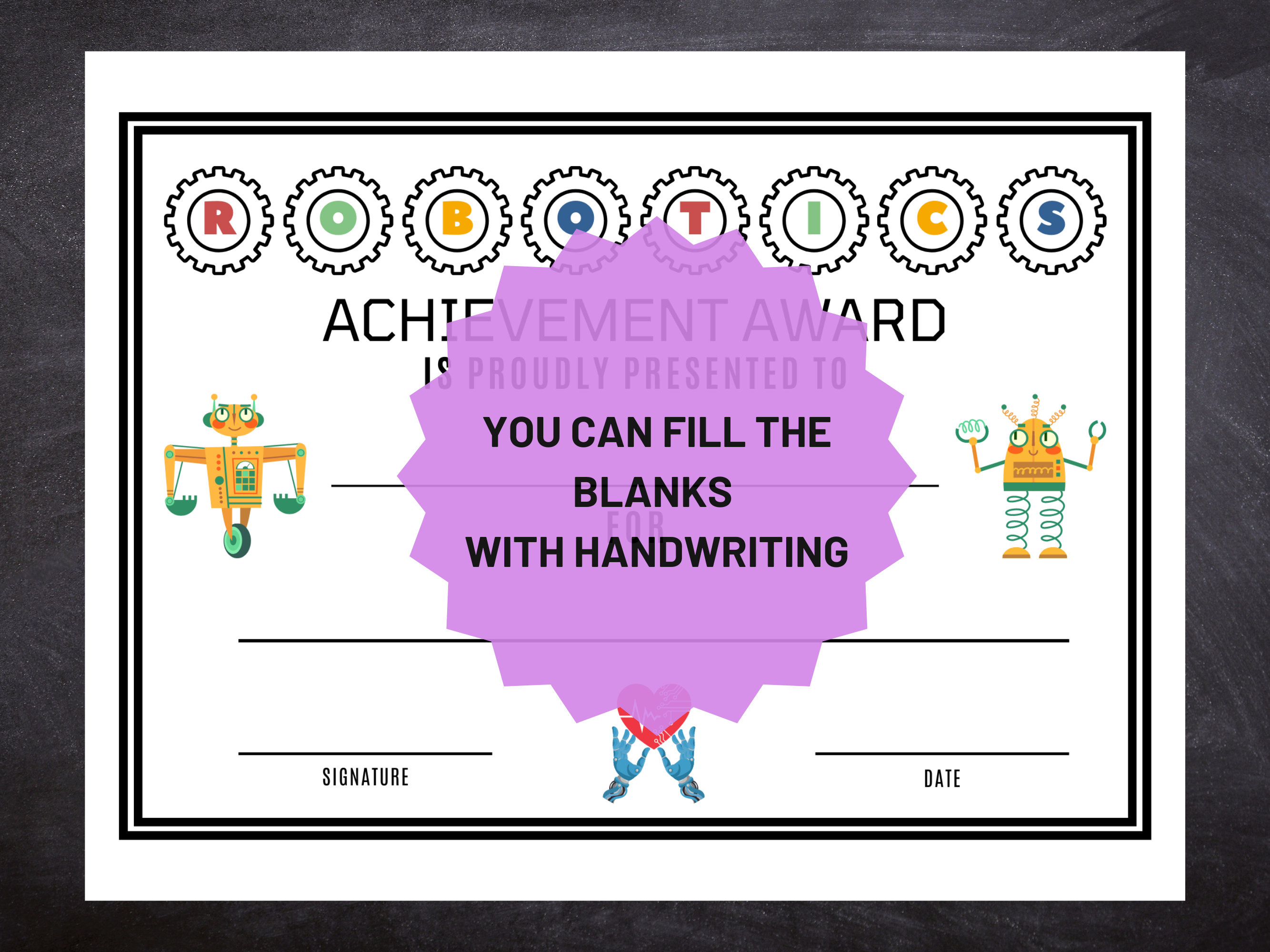 Robotics Achievement Award, Robotics Certificate Template, Robotics ...