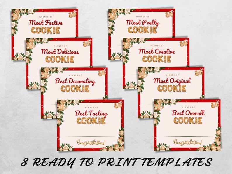Printable Cookie Award Certificate, Best Gingerbread Cookie Template ...