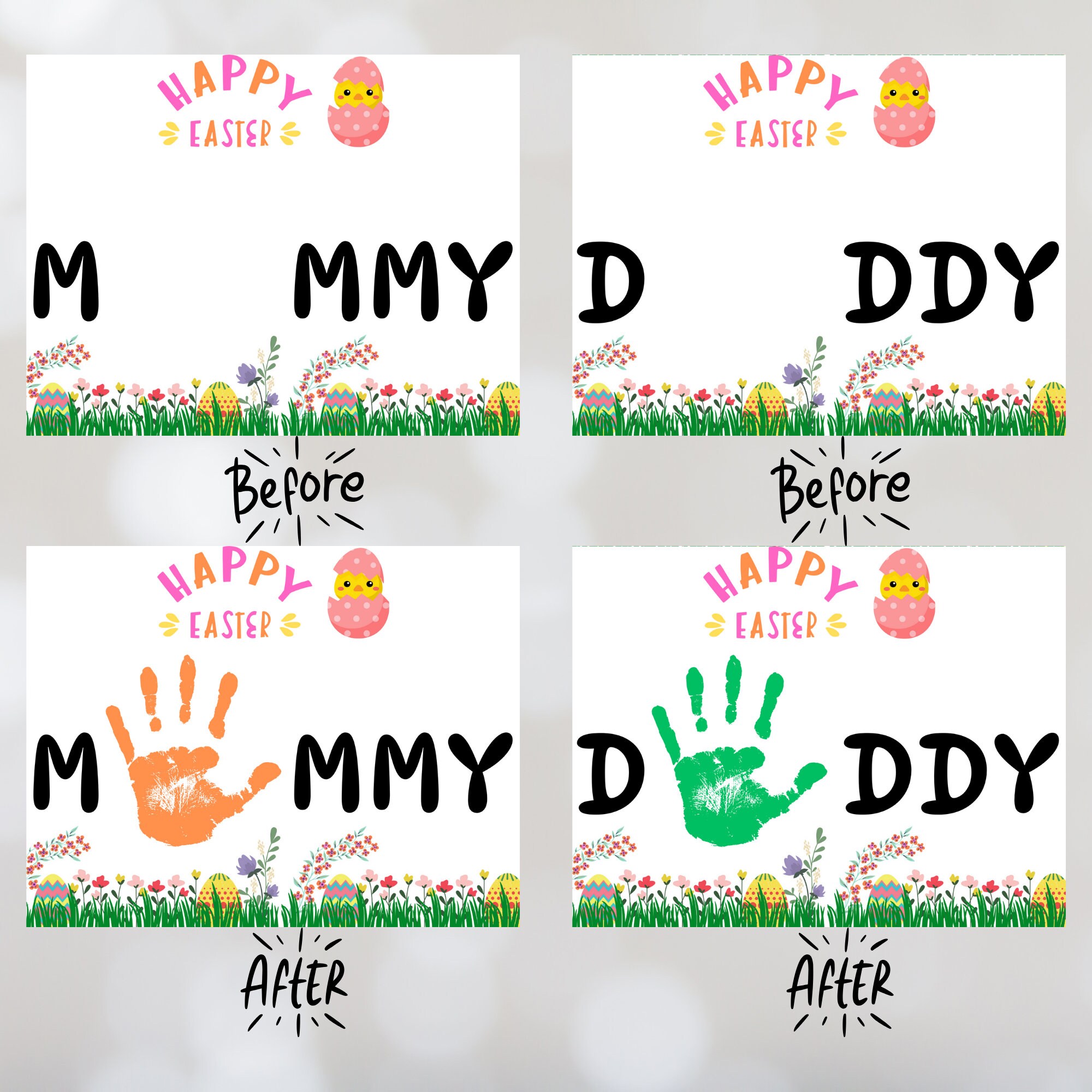 Easter Handprint Craft, Printable Easter Celebration Art, Happy Easter ...