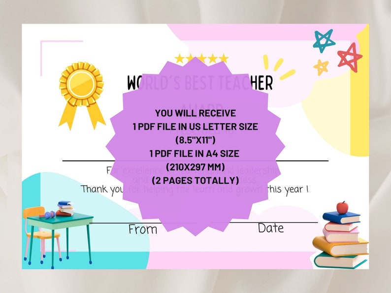 Teacher Appreciation Award Custom Certificate Template | Worlds Best ...
