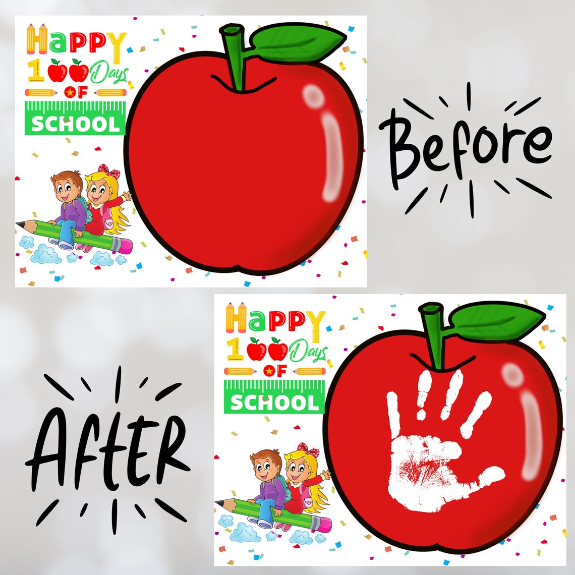 100 Days of School Handprint Craft Set, 100 Days Smarter, 100th Days of ...