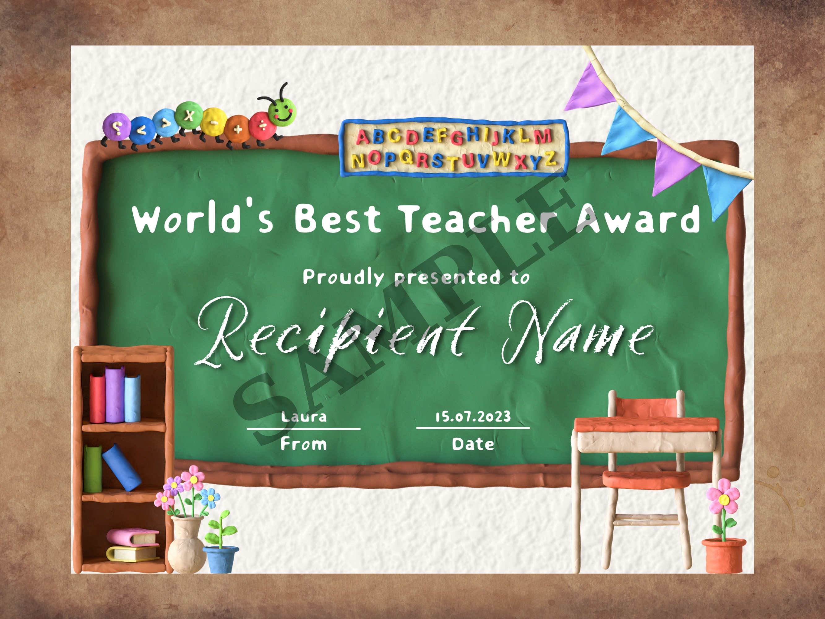 Teacher Appreciation Award Custom Certificate Template, Worlds Best ...