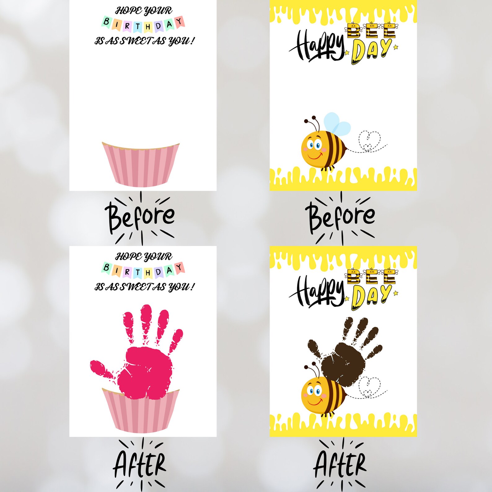 Birthday Handprint Art Craft, DIY Birthday Wish Craft Card Gift ...