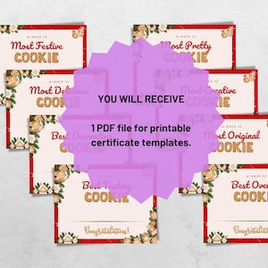 Printable Cookie Award Certificate, Best Gingerbread Cookie Template ...