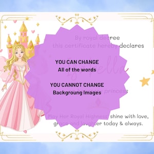 Princess Certificate Editable Template, Royal Princess Award ...