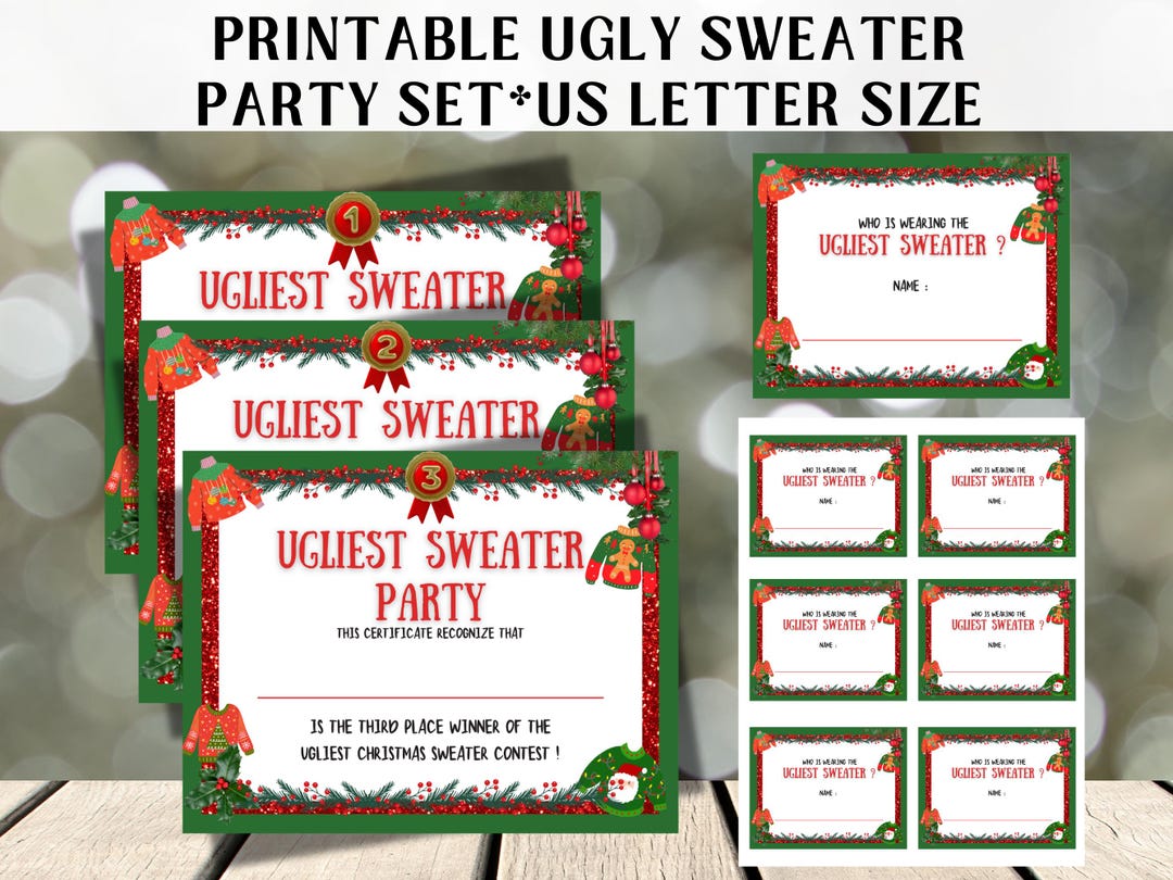 Christmas Ugly Sweater Party Bundle Printable, Ugly Sweater Party Game ...