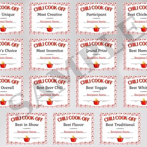 Editable Chili Cook off Award Certificate Template, Chili Contest ...