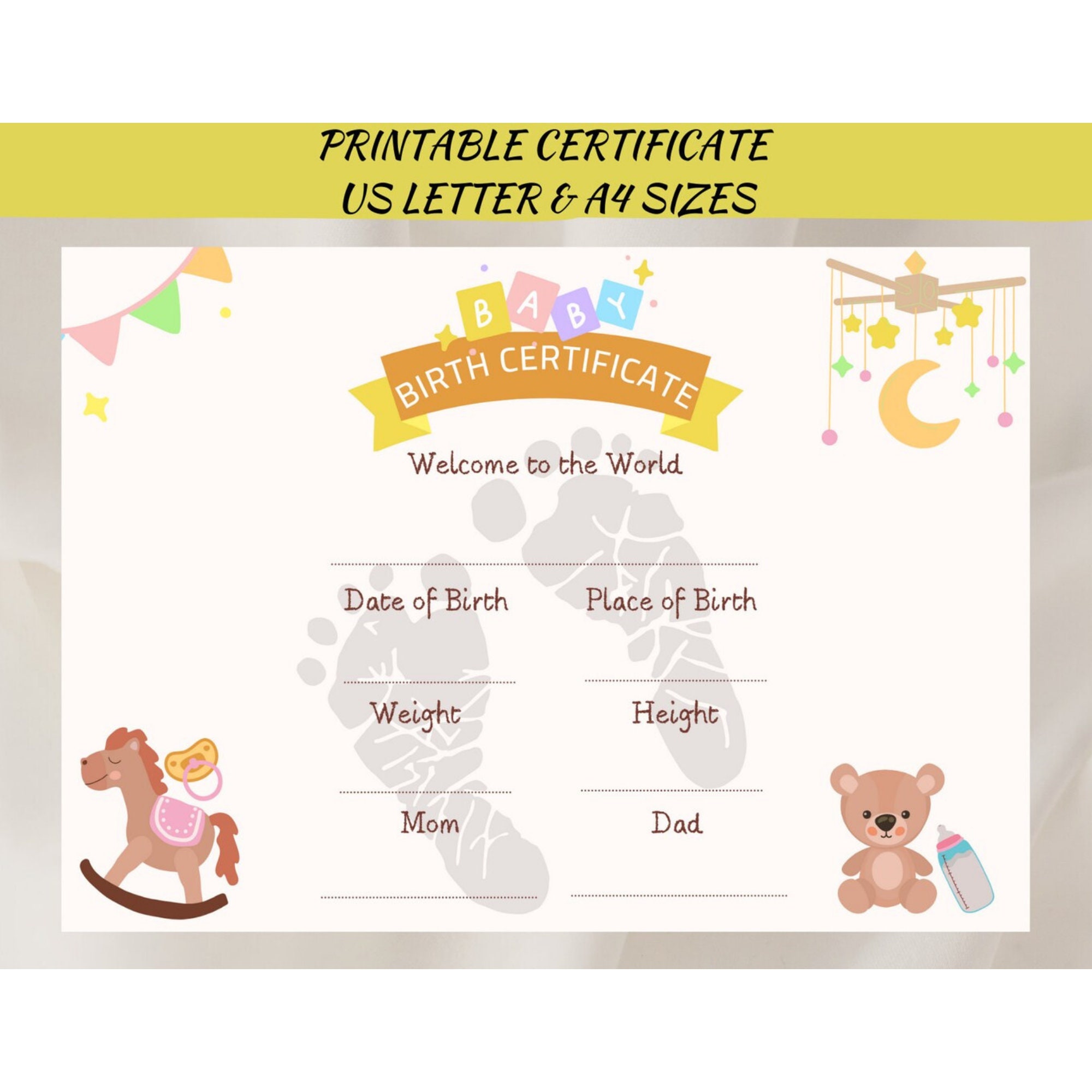 Printable Birth Certificate | Boy Girl Gender Neutral Birth Certificate ...