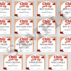 Editable Chili Cook off Award Certificate Template, Chili Contest ...