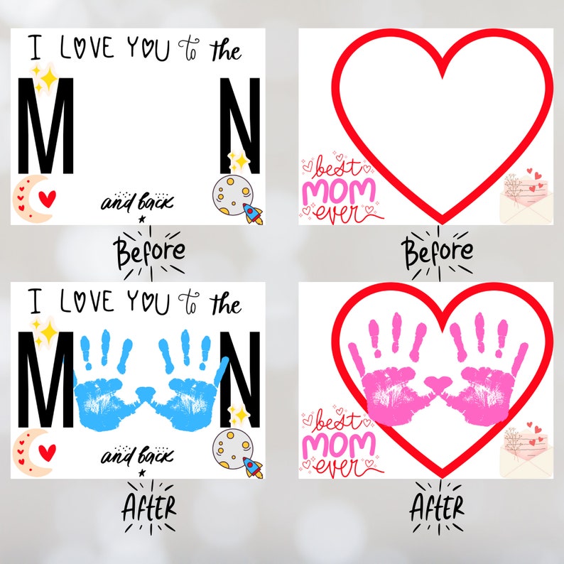 Mother's Day Handprint Art Craft, DIY Gift Keepsake Printable , Happy ...