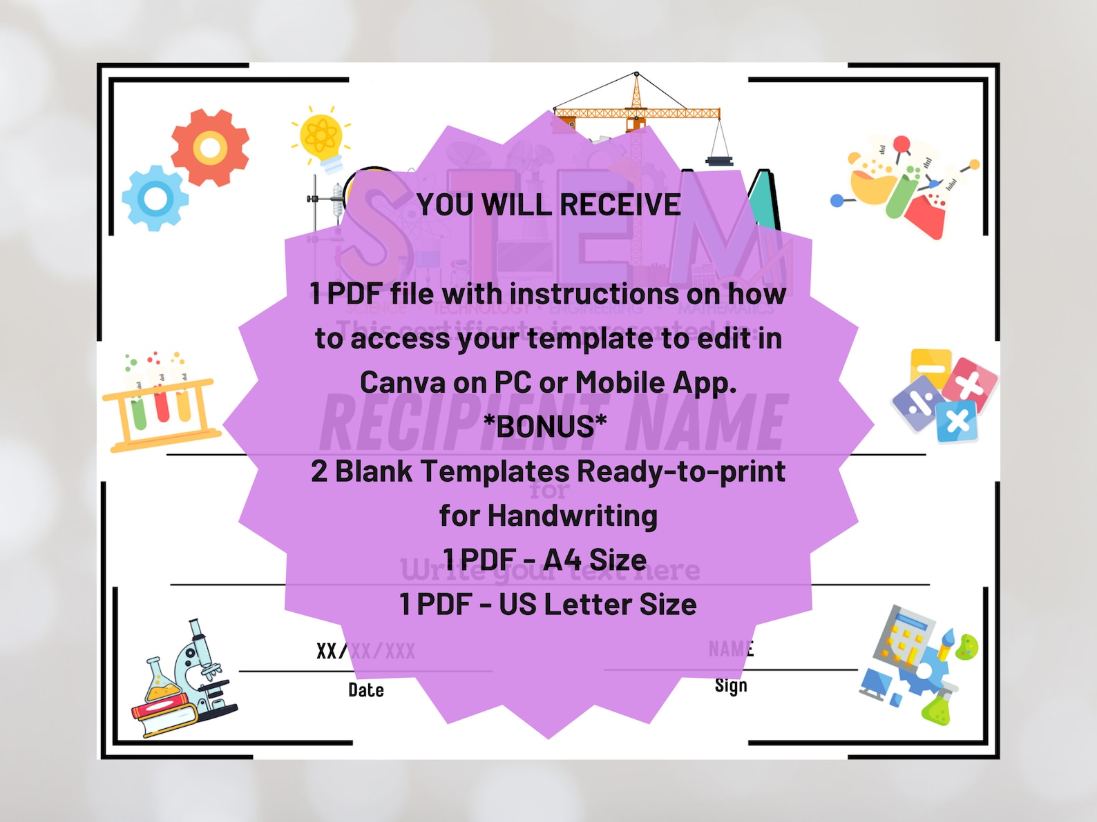 Editable STEM Award Certificate, Kids School Appreciation (canva ...