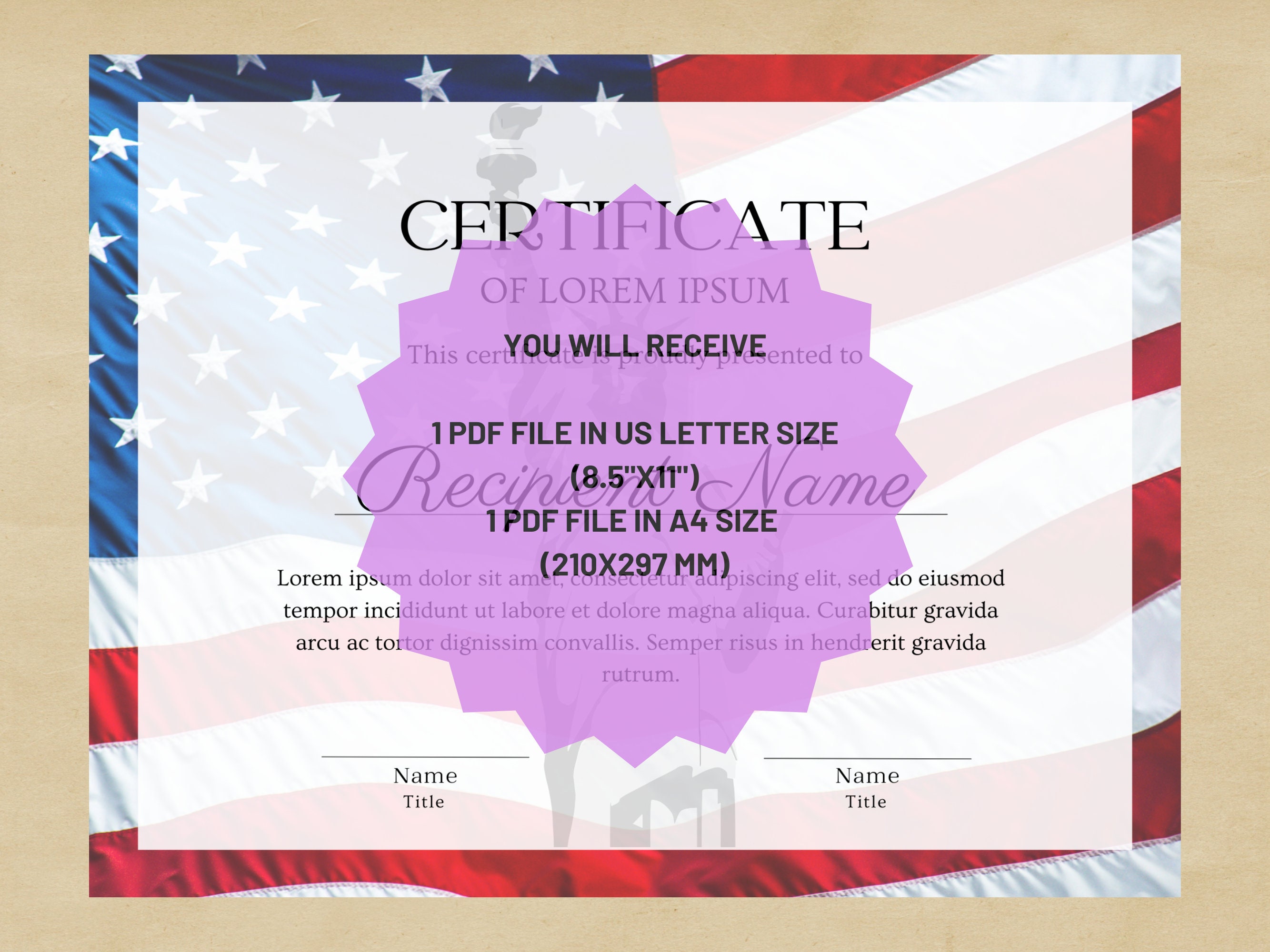 Editable Patriotic Certificate, America 4th of July Template, USA ...
