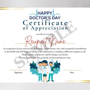 National Doctor's Day Editable Certificate, Hospital Appreciation Award ...