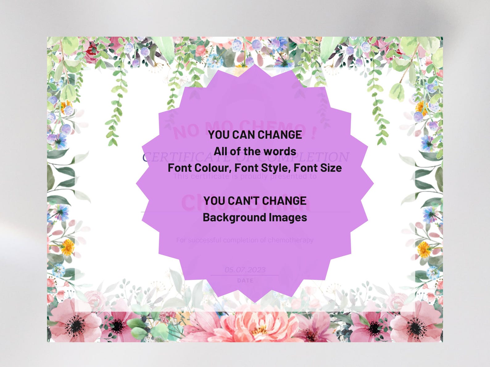 Editable Chemo Completion Certificate, Cancer Survivor Gift (digital ...
