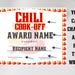 Editable Chili Cook off Award Certificate Template, Chili Contest ...