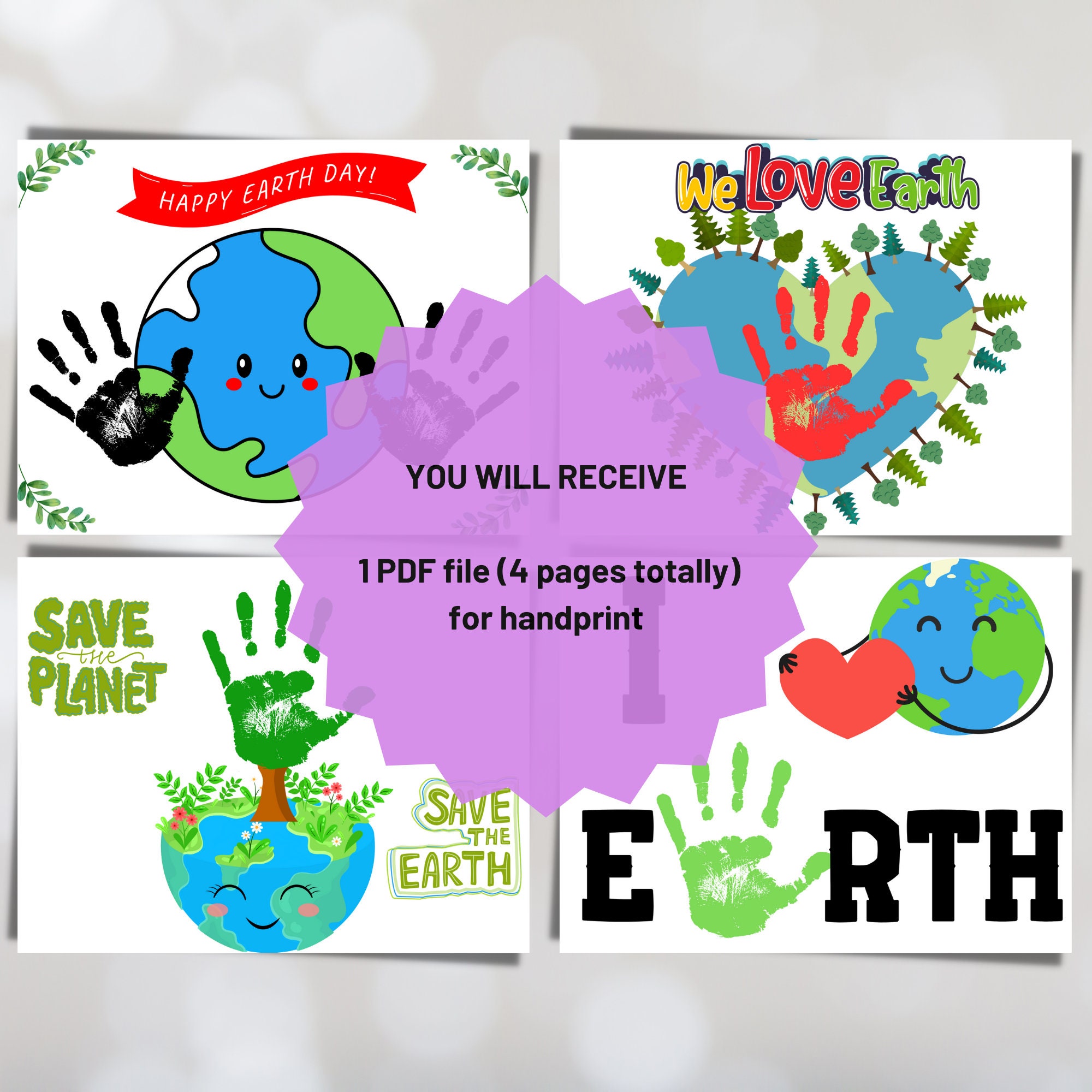Earth Day Handprint Craft Set, Earth Day Celebration Printable ...