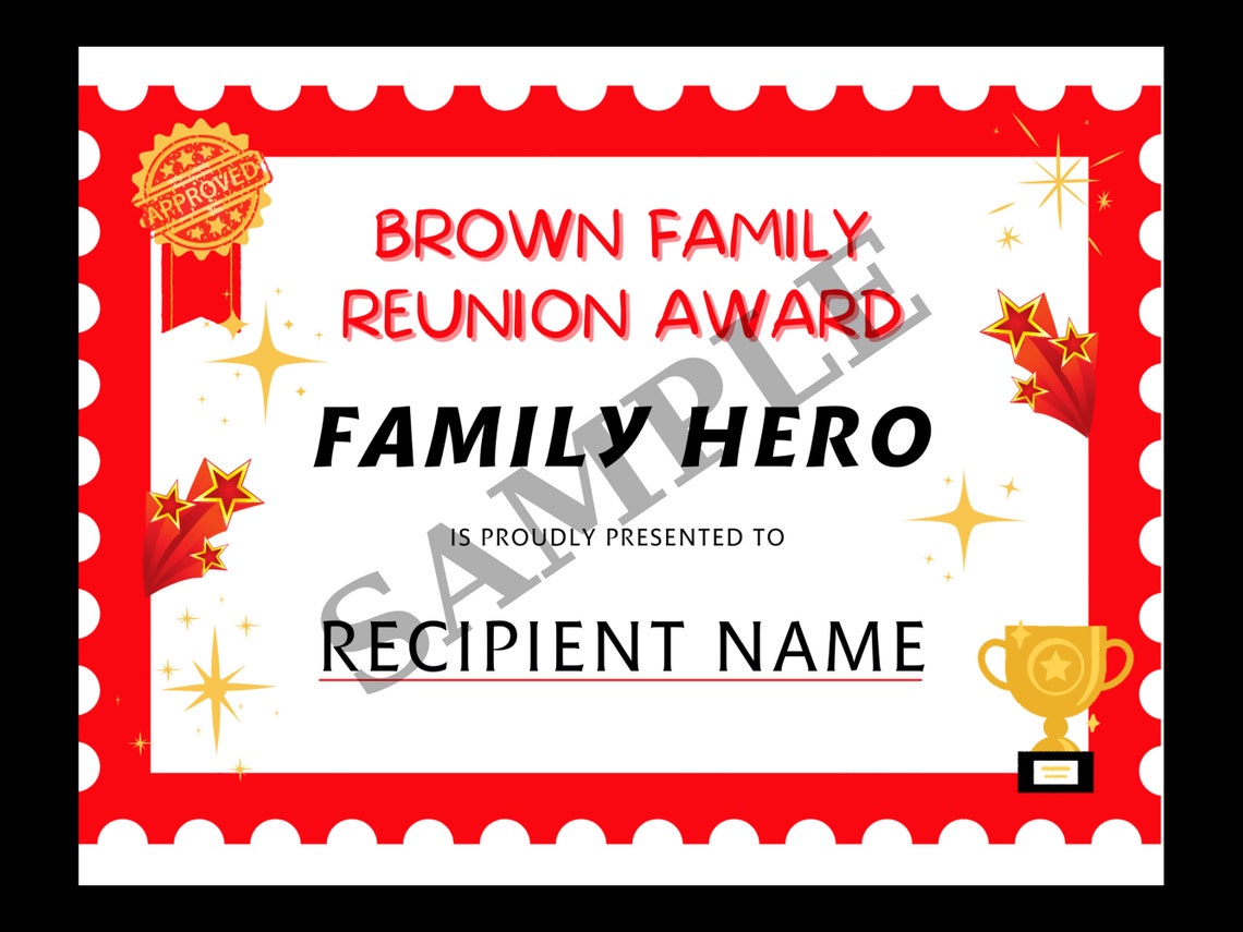 Family Reunion Awards, Editable Printable Certificates (PDF) - Etsy