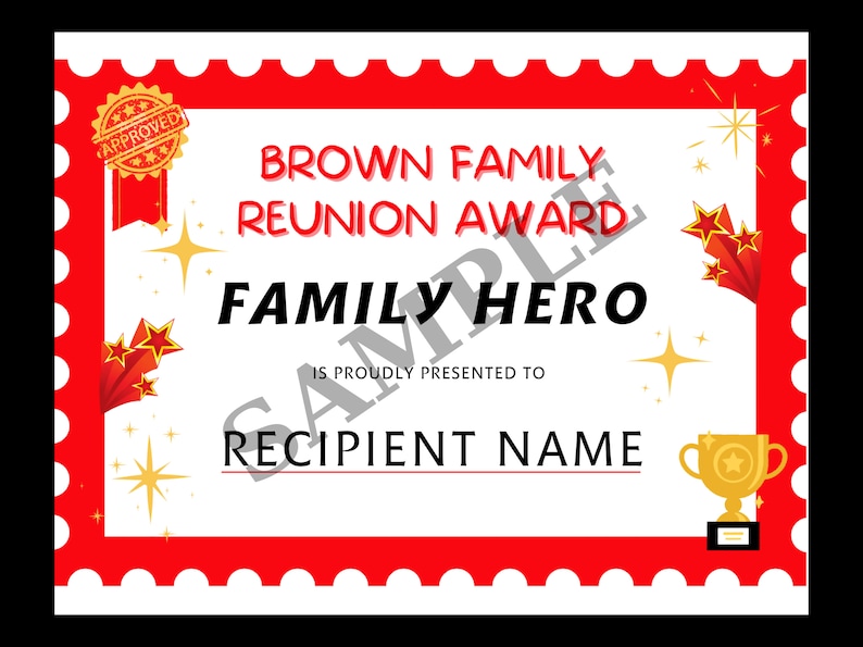 Family Reunion Awards Certificate Editable Bundle, Customizable Family ...