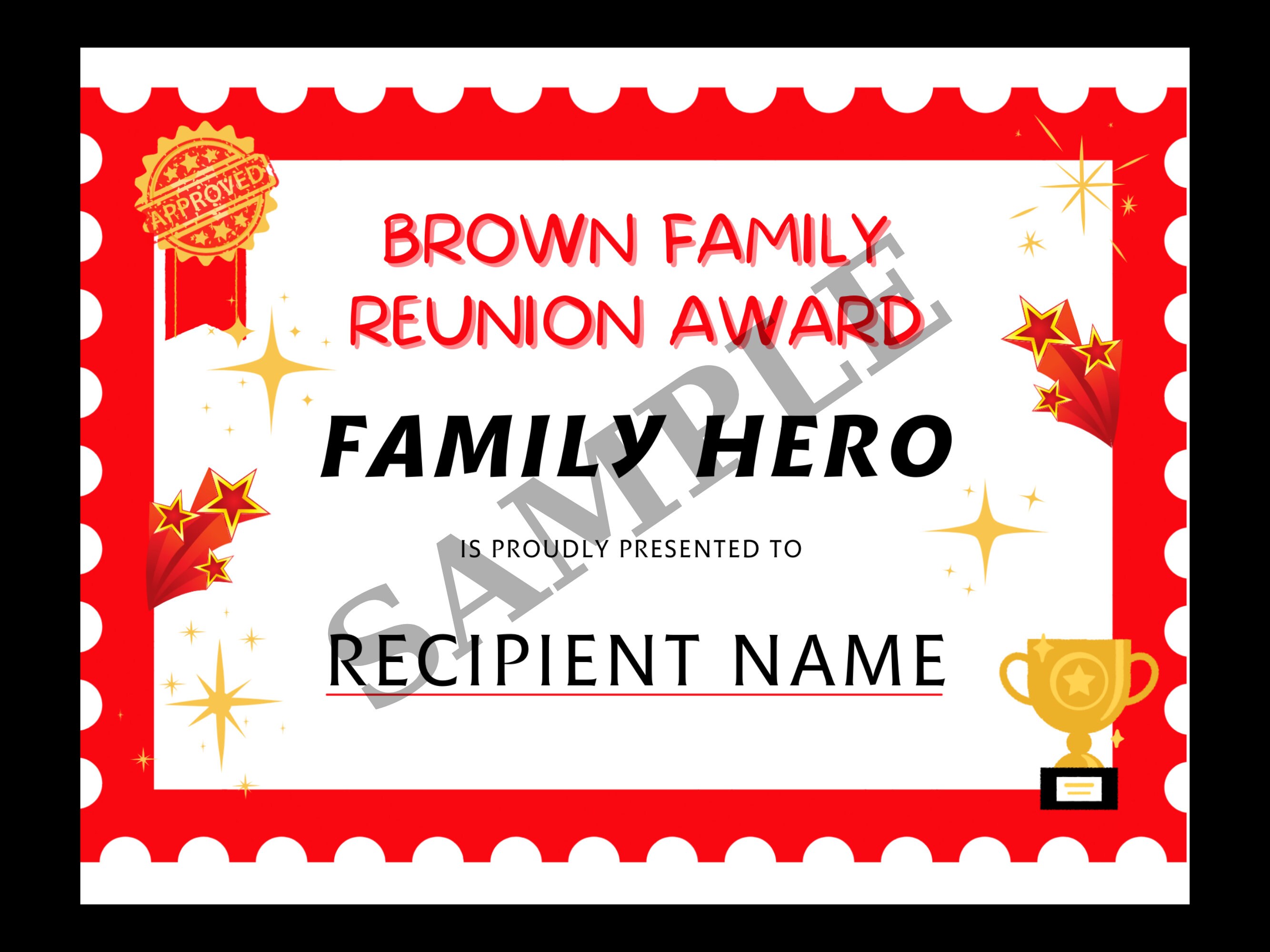 Family Reunion Awards Certificate Editable Bundle, Customizable Family ...