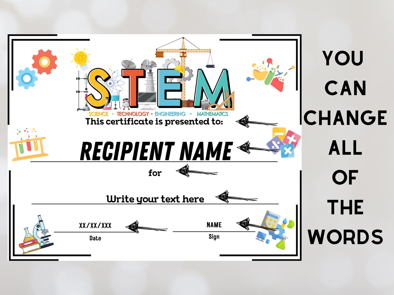 Editable STEM Award Certificate, Kids School Appreciation (canva ...