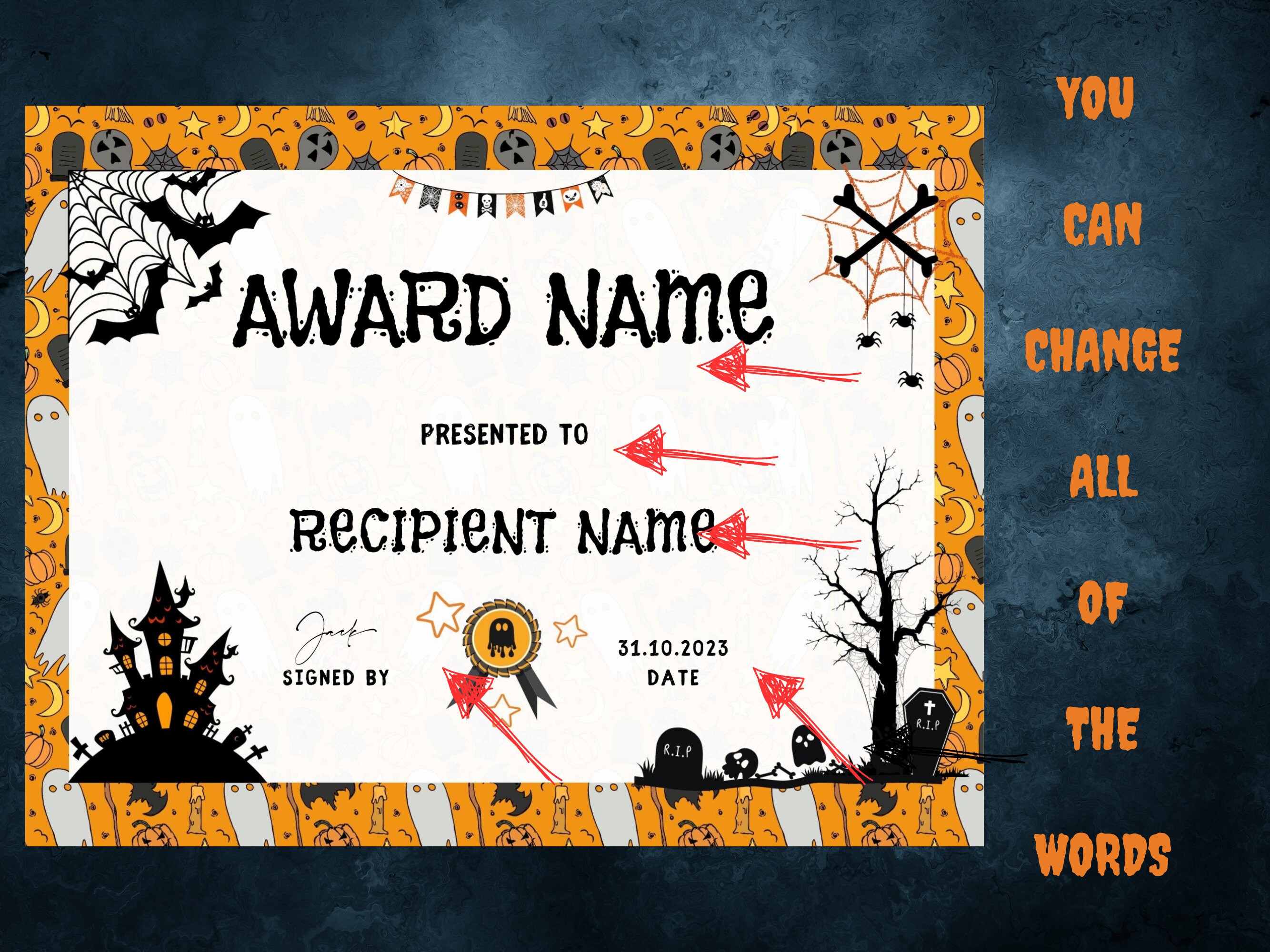 Editable Halloween Costume Award Certificate, Trick or Treat Costume ...