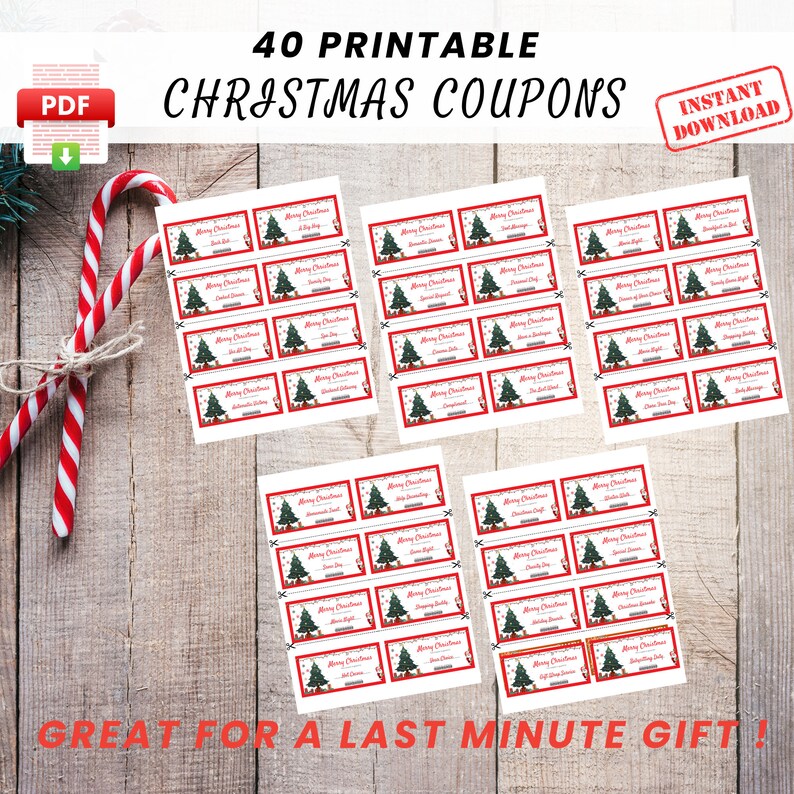 40 Printable Christmas Coupon Book, Personalized Holiday Coupons for ...