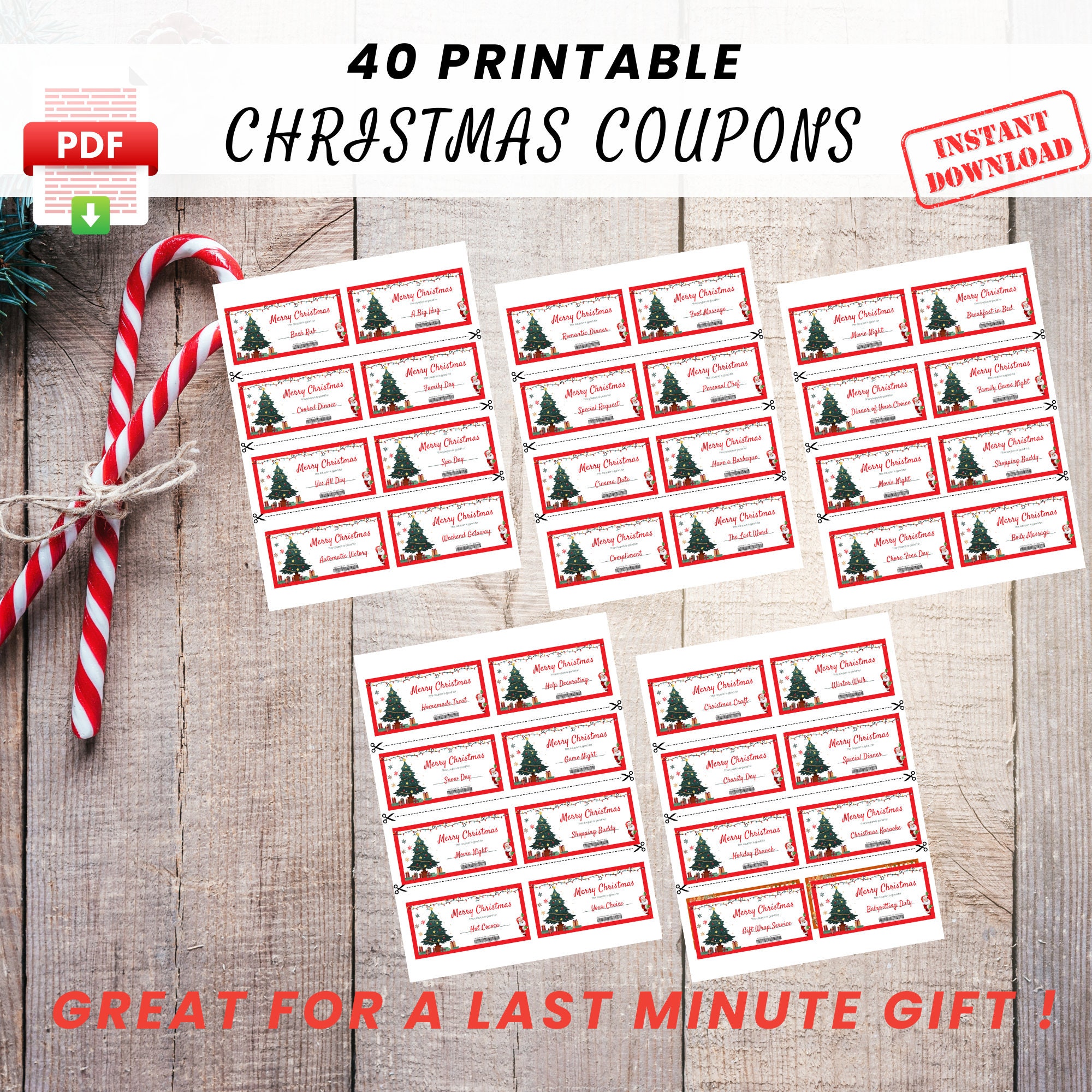 40 Printable Christmas Coupon Book, Personalized Holiday Coupons for ...