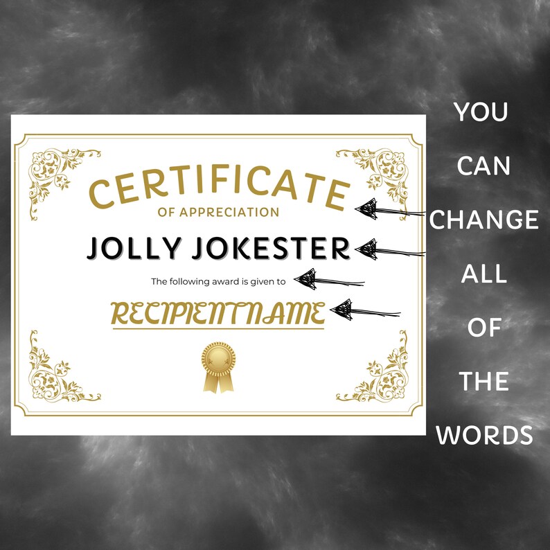 Editable Family Reunion Award Certificates, Gold Design (PDF) - Etsy