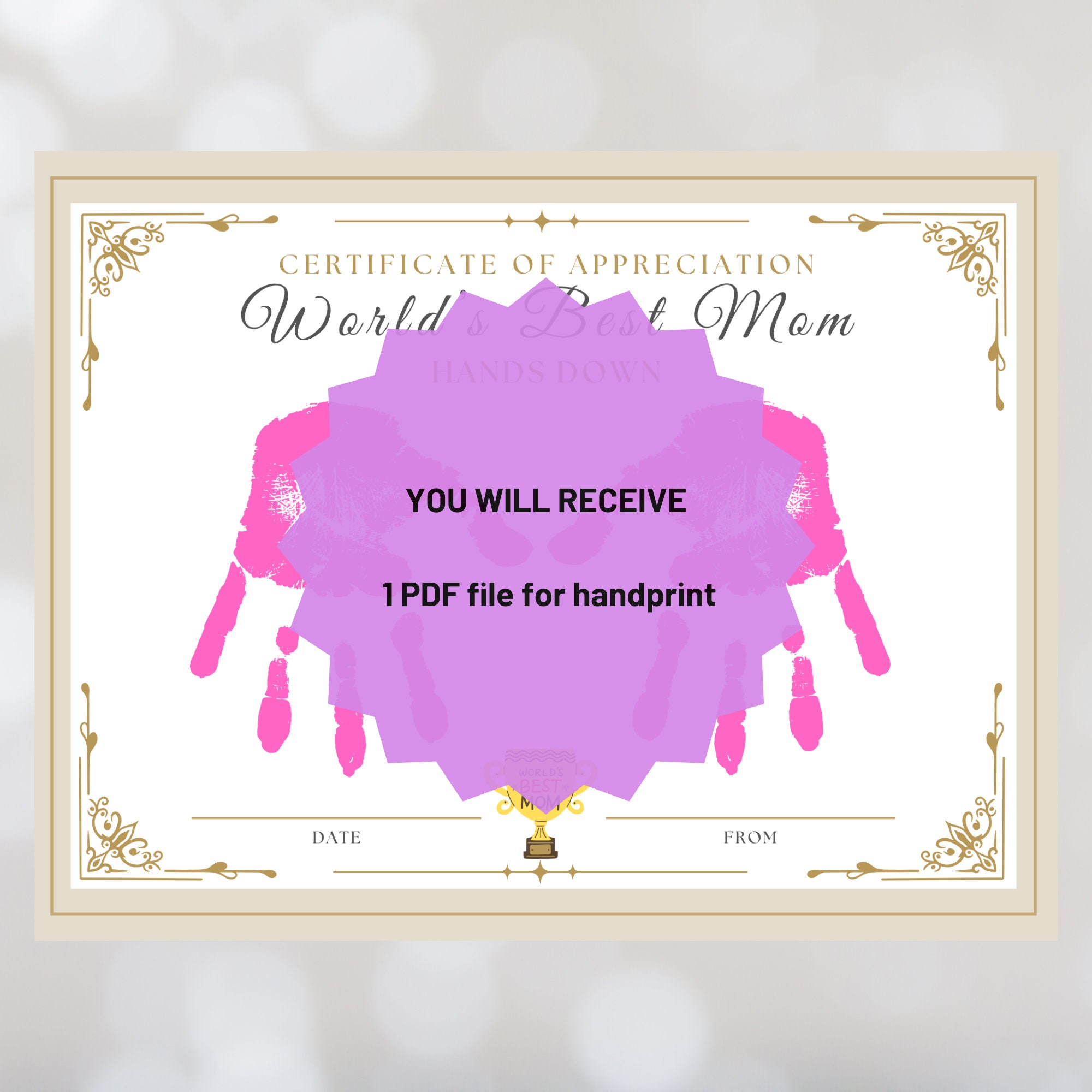 World's Best Mom Hands Down Handprint Art Craft for Mother's Day, DIY ...