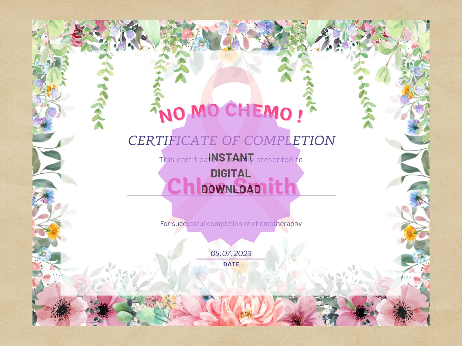 Editable Cancer Chemo Completion Certificate, Survivor Appreciation ...