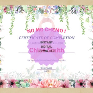 Editable Cancer Chemo Completion Certificate, Survivor Appreciation ...