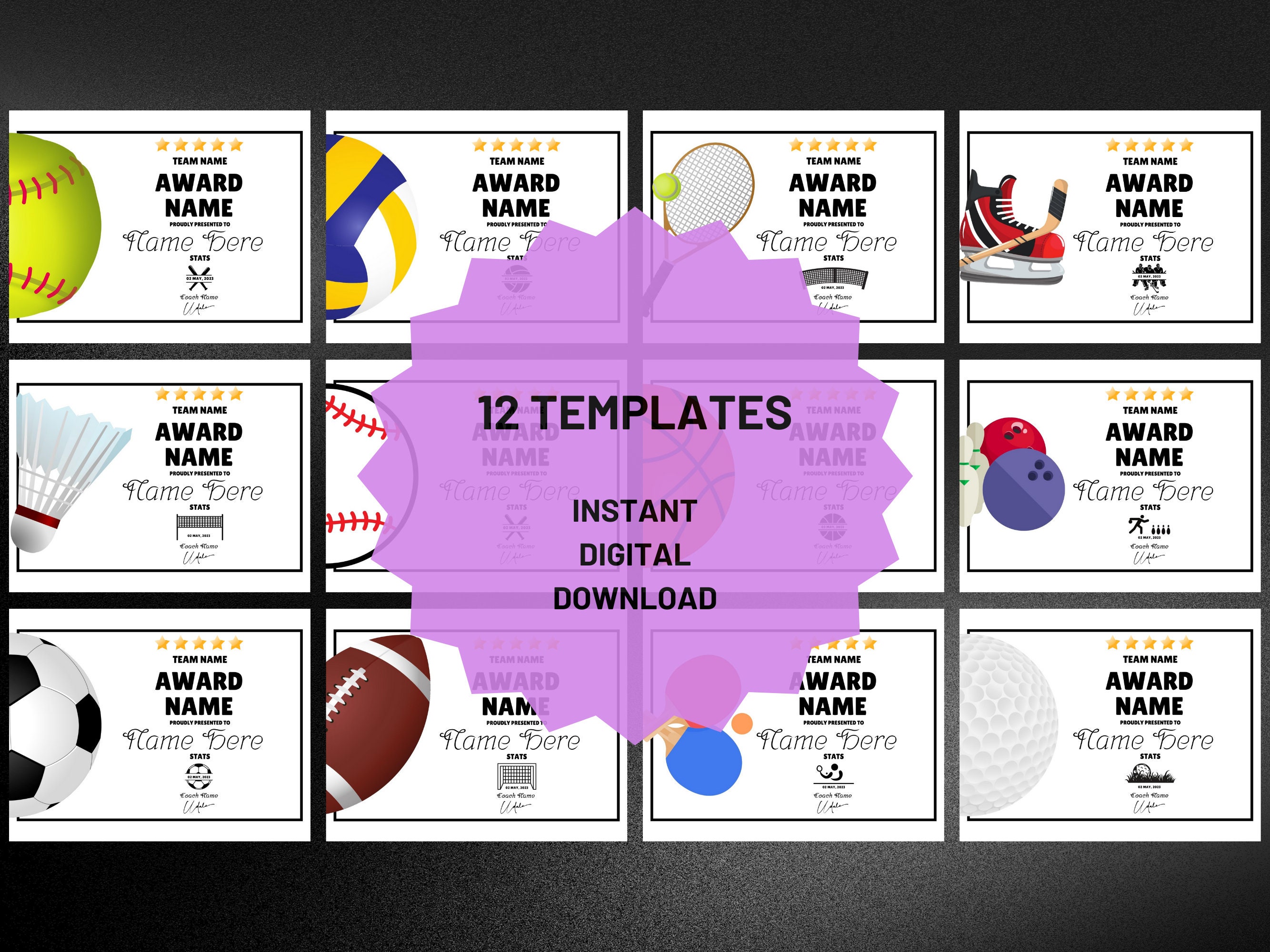 Sports Award Certificates Bundle Editable Template, Team Sports Player ...