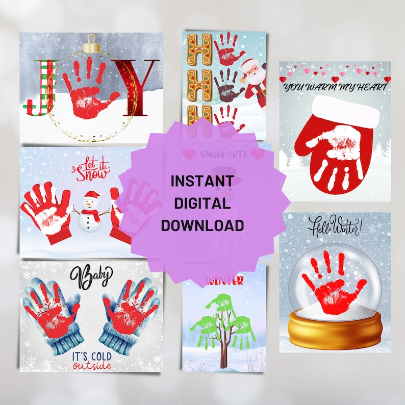 Winter Handprint Art Bundle, Holiday DIY Keepsake (PDF) - Etsy