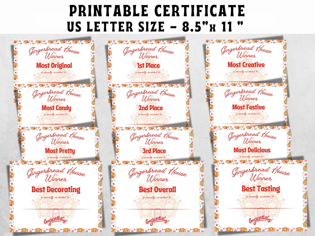 Printable Gingerbread House Awards Certificate, Best Gingerbread House ...