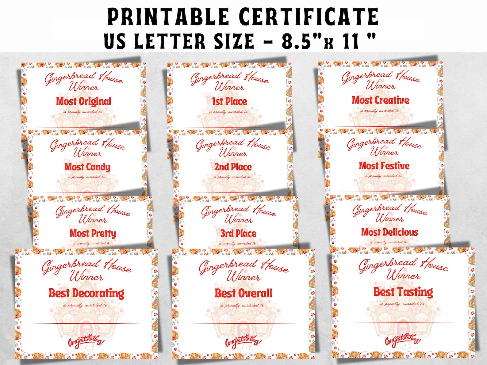 Printable Gingerbread House Awards Certificate, Best Gingerbread House ...
