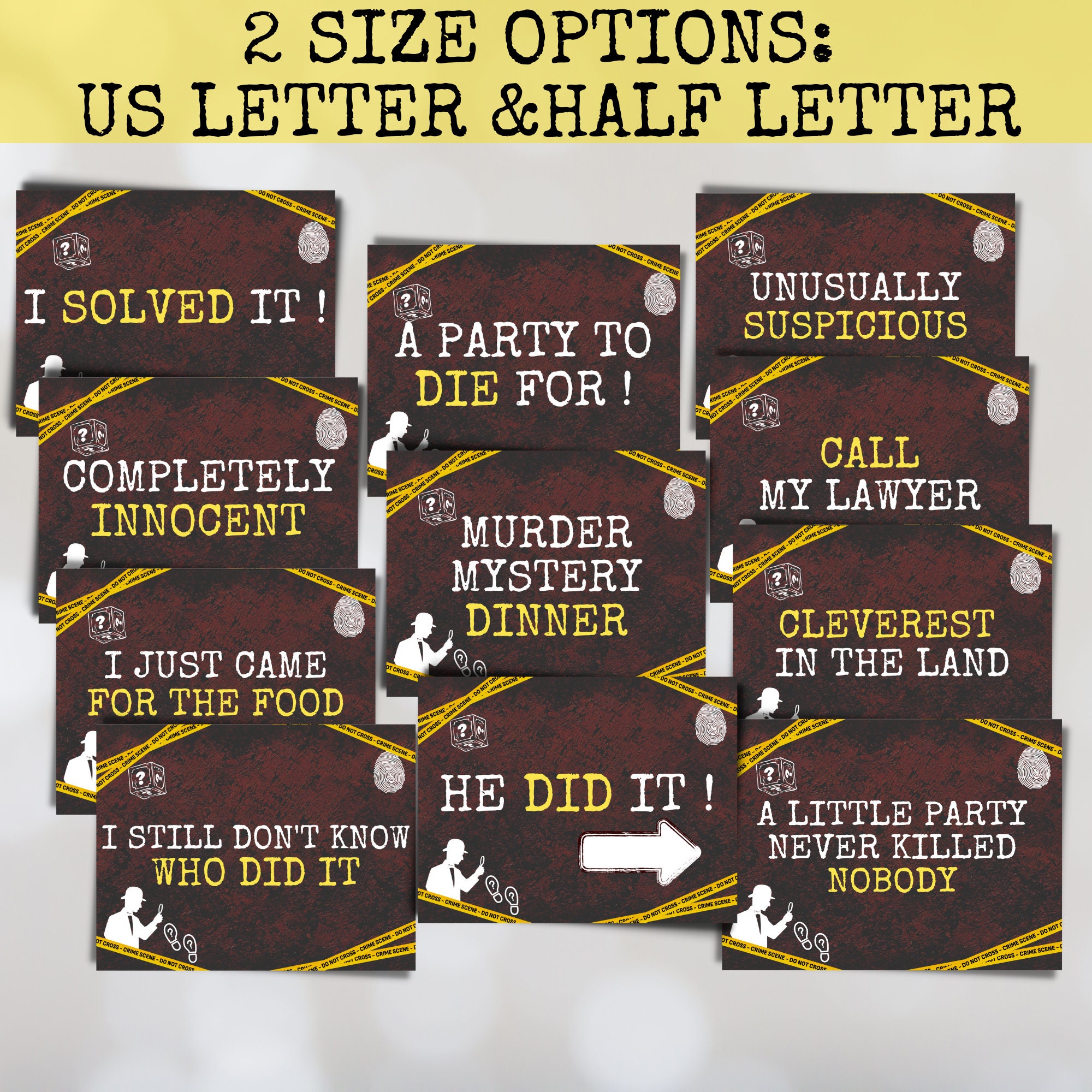 Murder Mystery Photo Booth Signs, Dinner Party Game (PDF) - Etsy