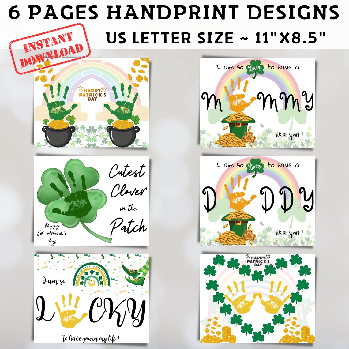 St Patrick's Handprint Art Craft, Printable Baby Keepsake, Happy St ...
