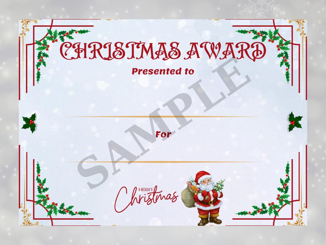 Printable Christmas Award Certificate for Kids (PDF) - Etsy