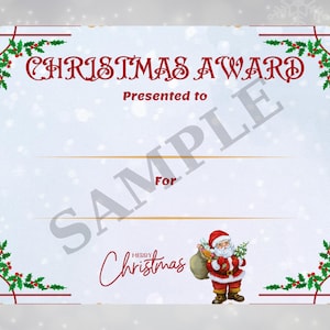 Christmas Certificate, Printable Holiday Certificate, Xmas Download ...