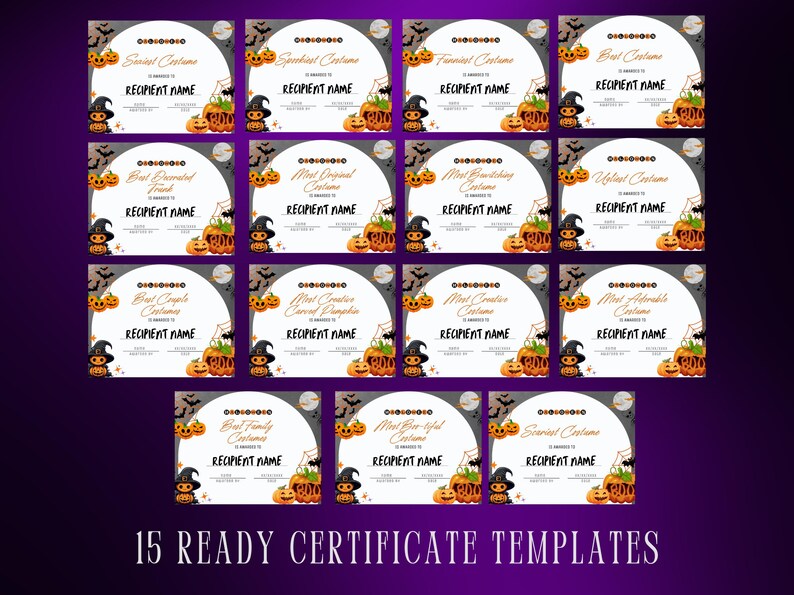 Editable Halloween Costume Award Certificate, Trick or Treat Costume ...