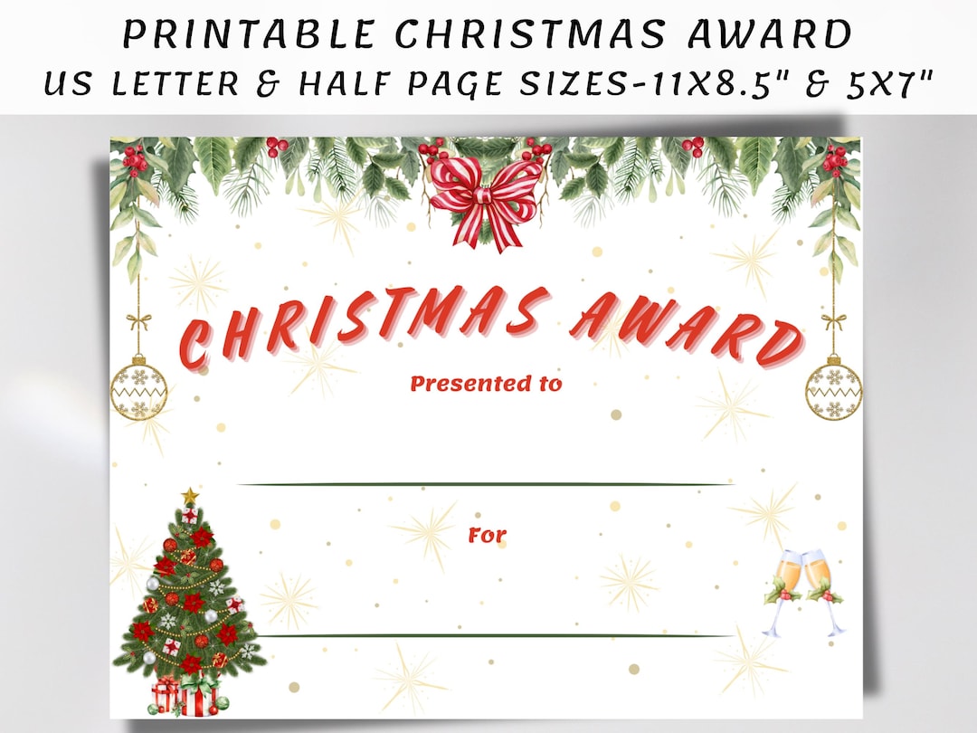 Christmas Certificate, Printable Holiday Certificate, Xmas Download ...