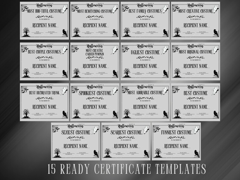 Editable Halloween Costume Award Certificate, Trick or Treat Costume ...